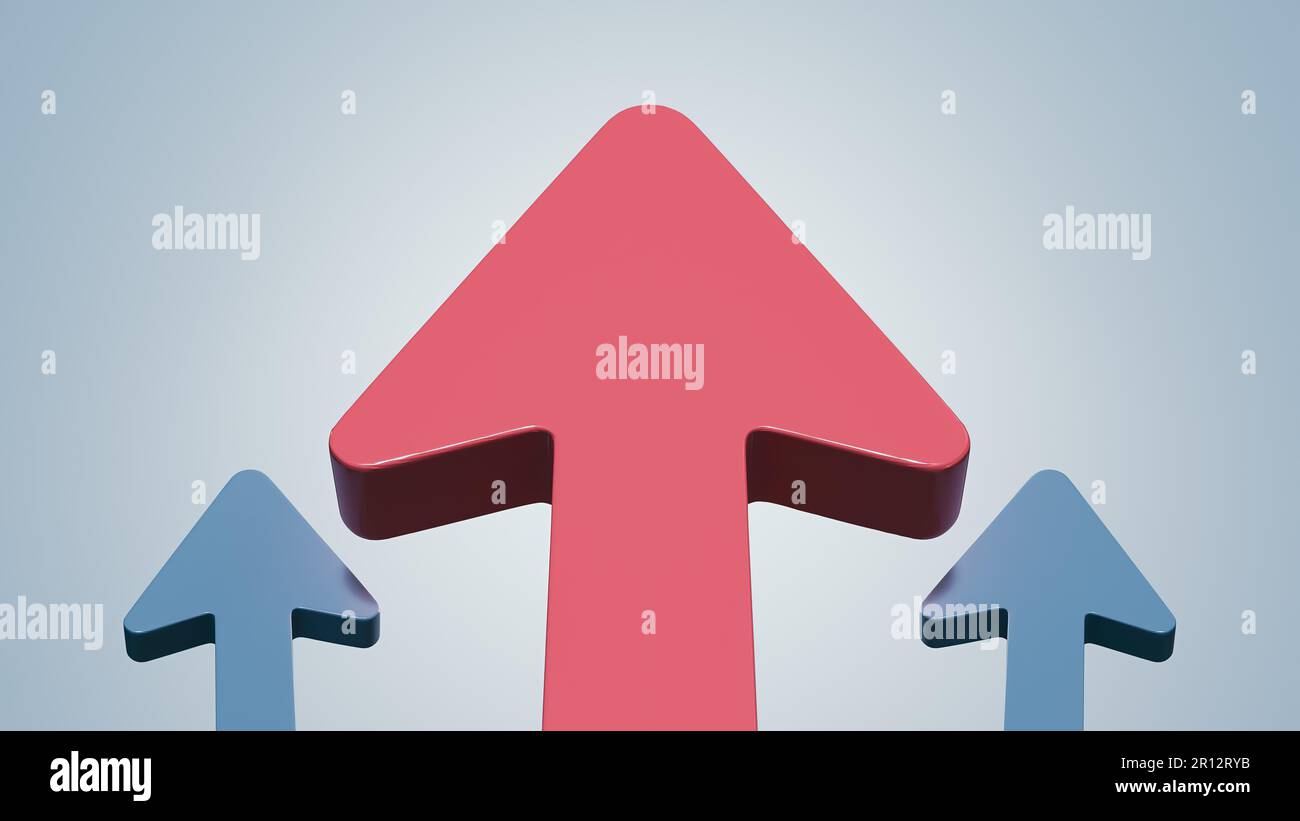 A 3d render of red and blue arrows pointing up Stock Photo - Alamy