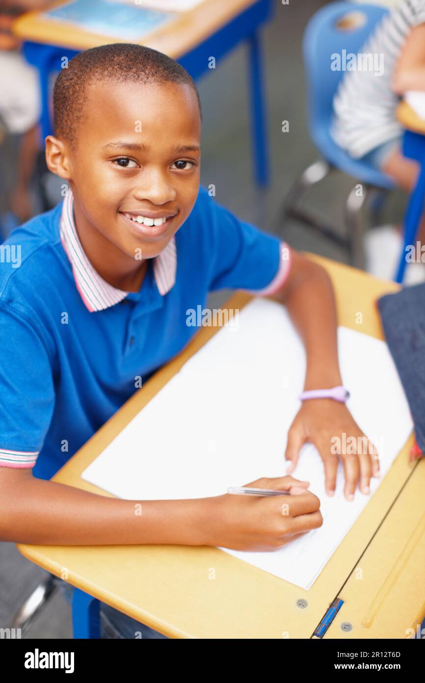 One of our brightest students, working hard as usual. Topview of a ...