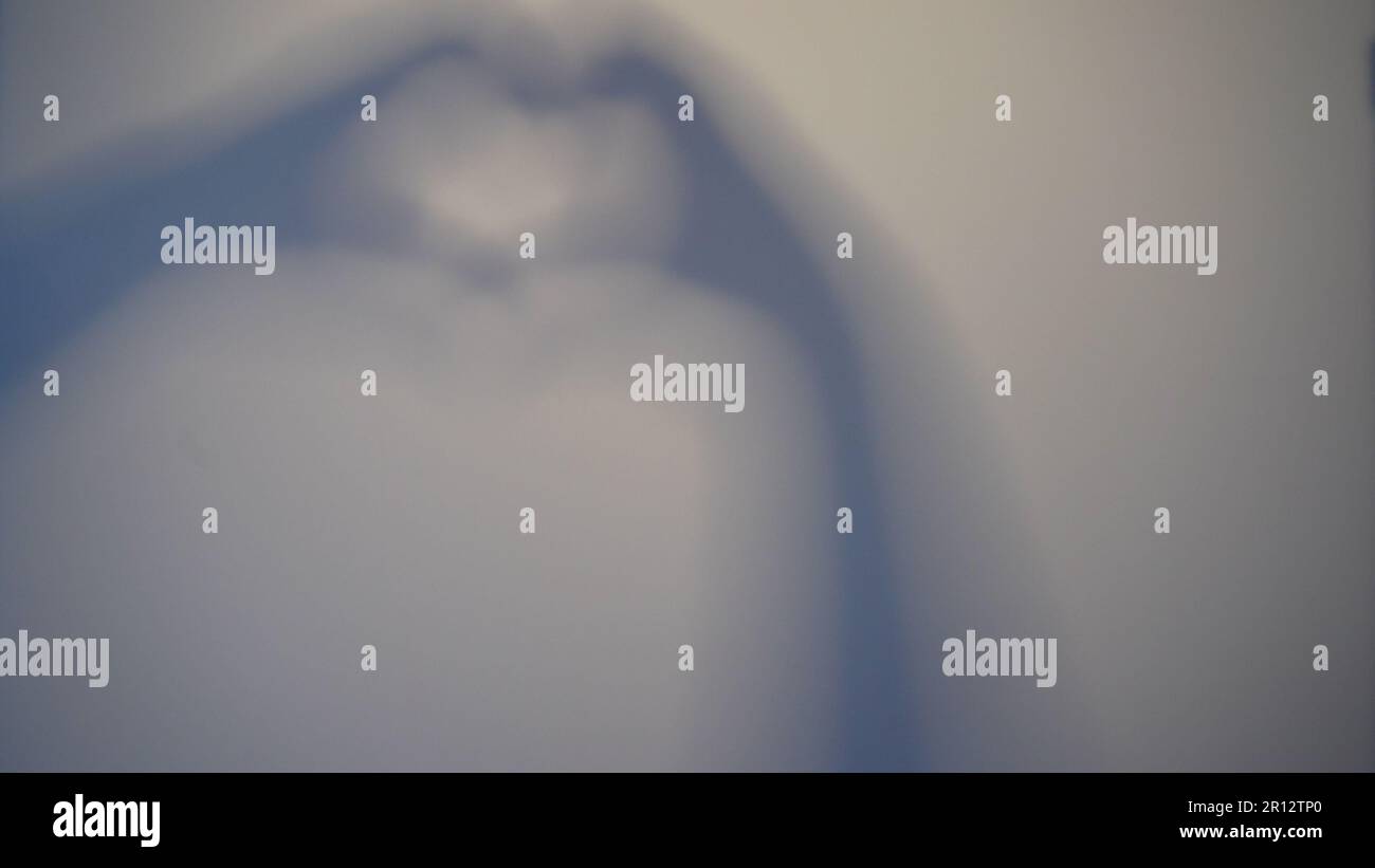 Shadow Blur of a horror man behind frosted glass. Blurred hand, body ...