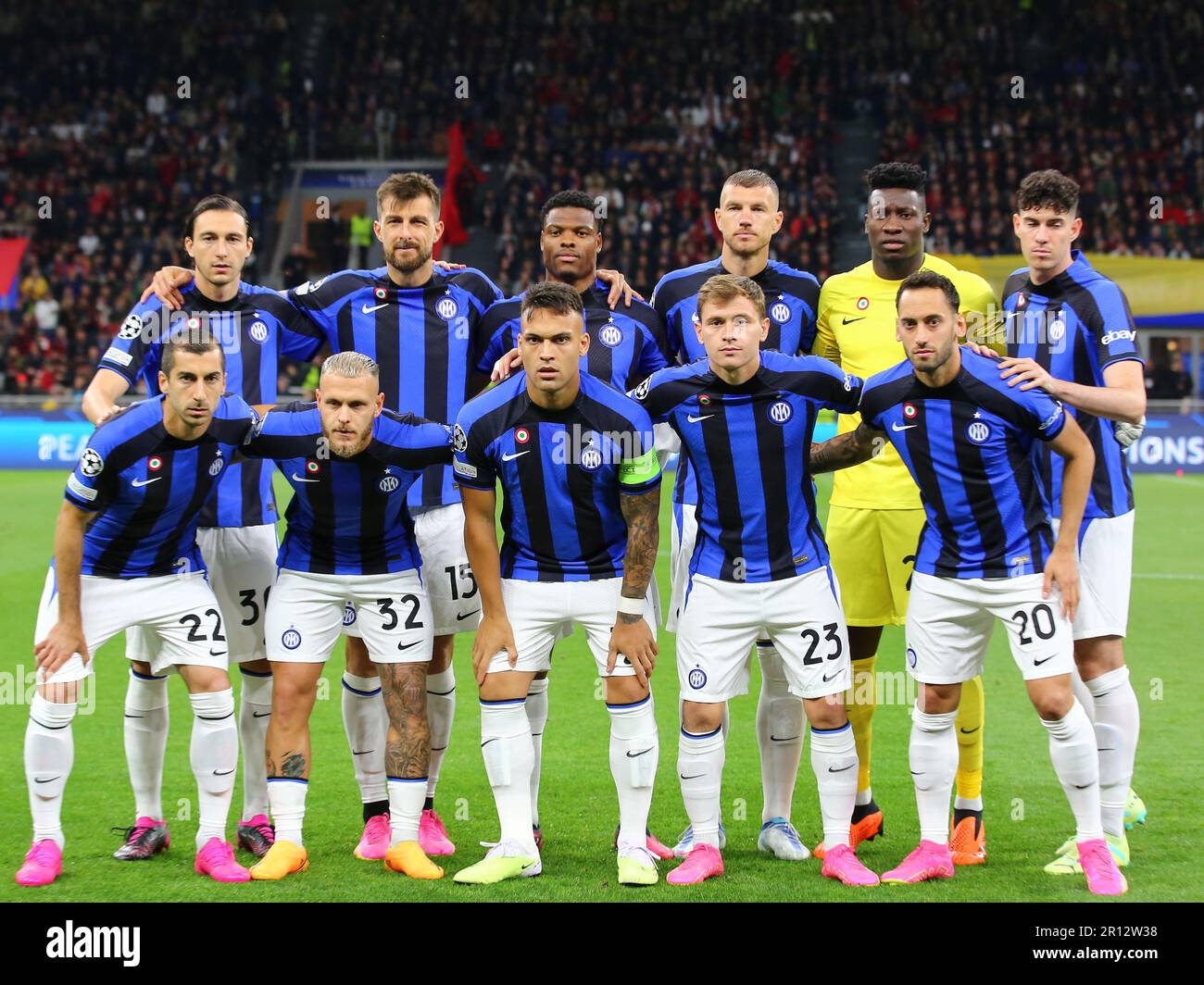 Milan, Italy. 10th May, 2023. FC Inter starting XI made of (left to ...