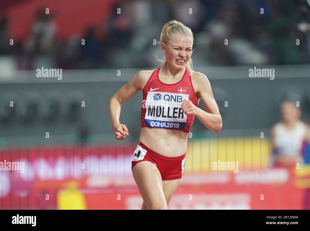 Anna Emilie Møller participating in the 3000 meter steeplechase at the ...