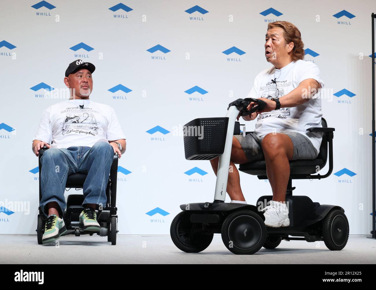 Tokyo, Japan. 11th May, 2023. Former professional wrestlers Muto Keiji (L) and Choshu Riki (R ...