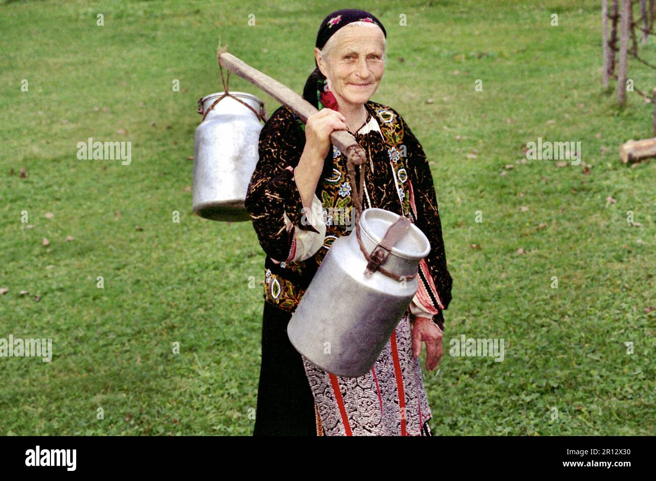 Sirnea, Brasov County, Romania, approx. 2000. Local woman wearing a ...
