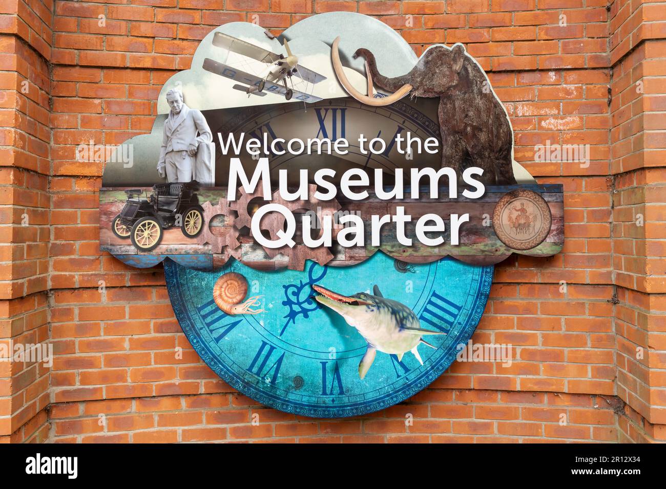 Sign reading, "Welcome to the Museums Quarter" in the city of Kingston ...