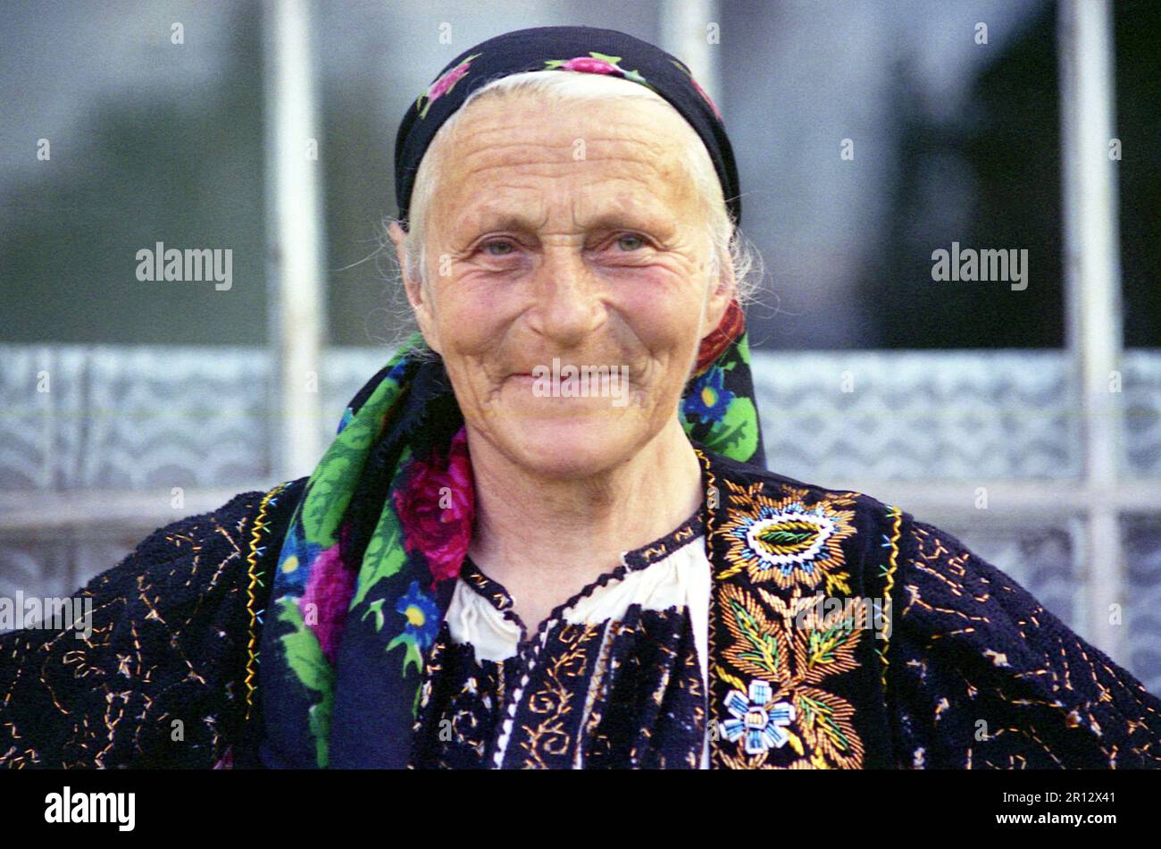 Sirnea, Brasov County, Romania, approx. 2000. Local woman wearing a ...
