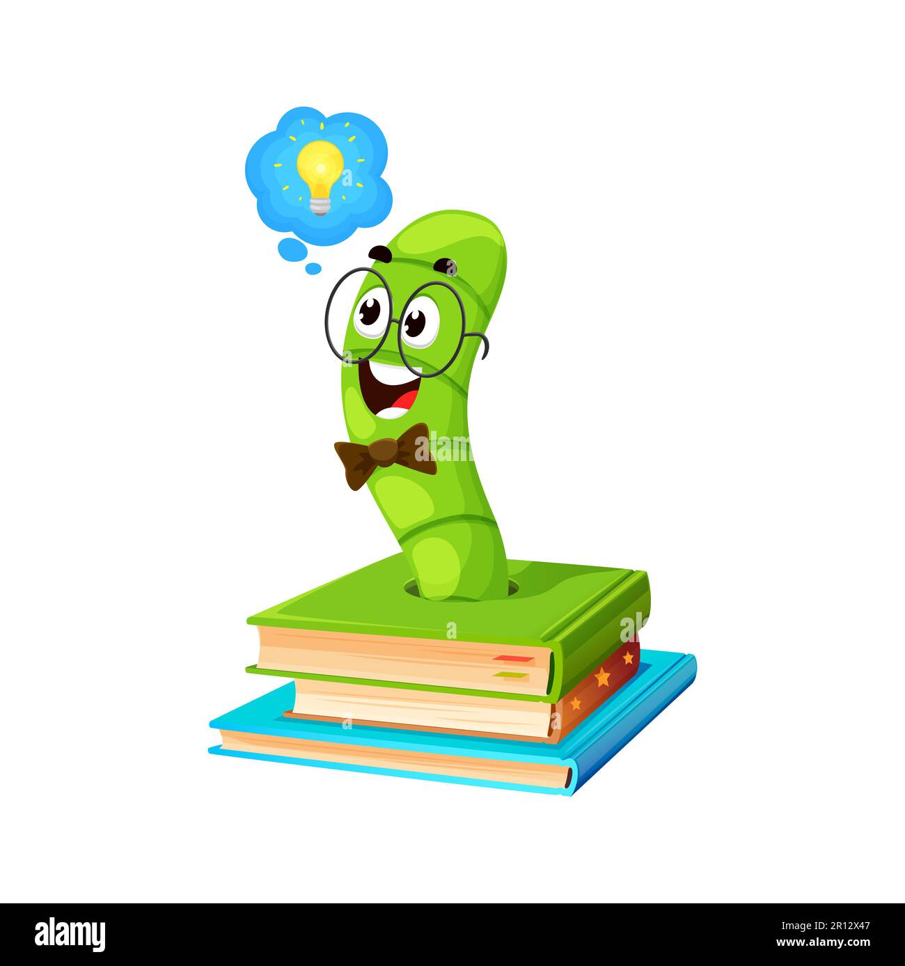 Cartoon bookworm character, book worm animal. Isolated vector cute ...