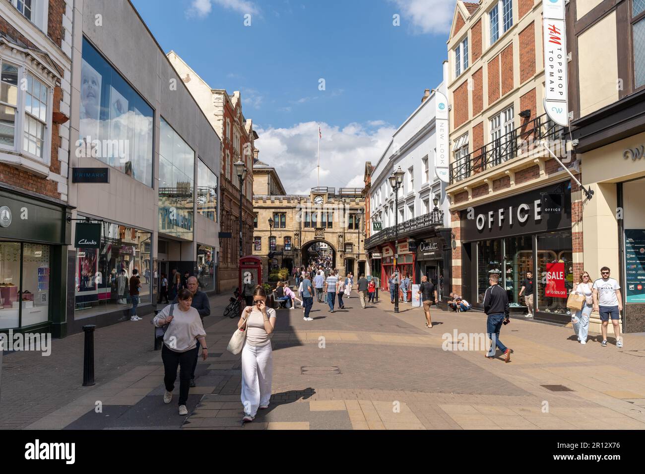 People on the pedestrianised precinct of High Street in the city of ...