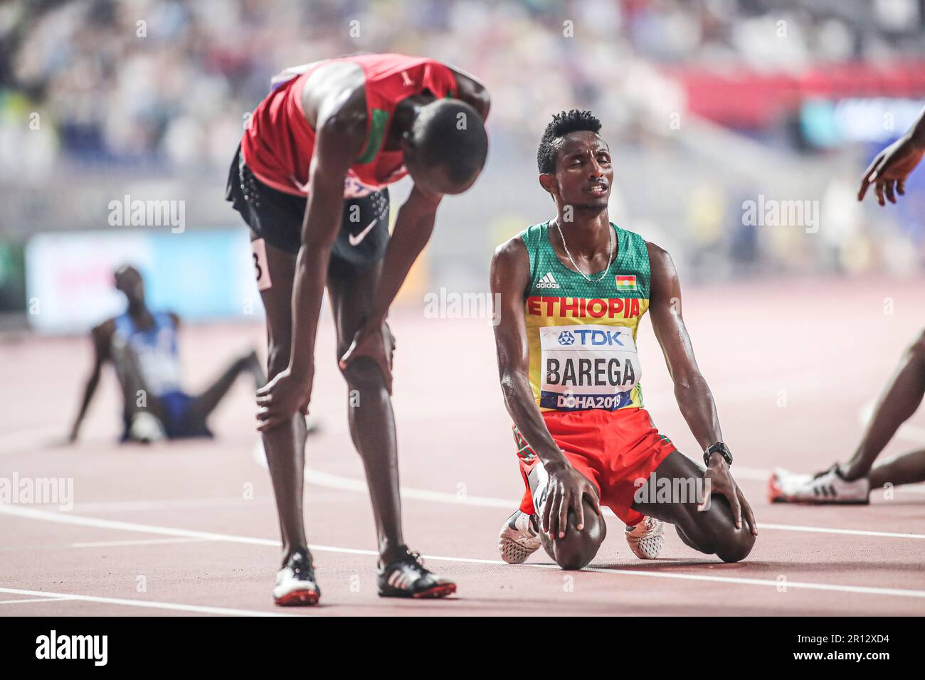 Selemon Barega participating in the 5000 meters at the 2019 World ...