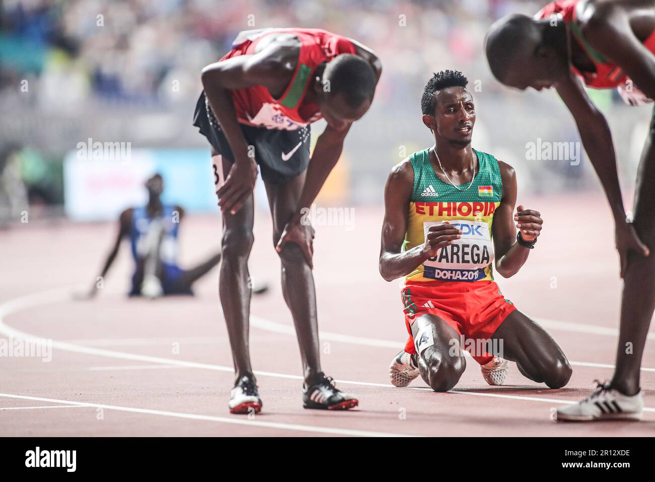 Selemon Barega participating in the 5000 meters at the 2019 World ...