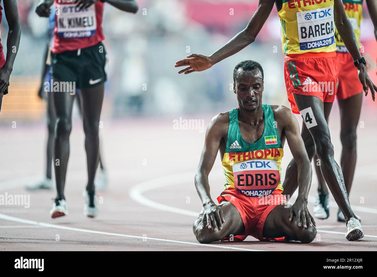 Muktar Edris participating in the 5000 meters at the 2019 World ...