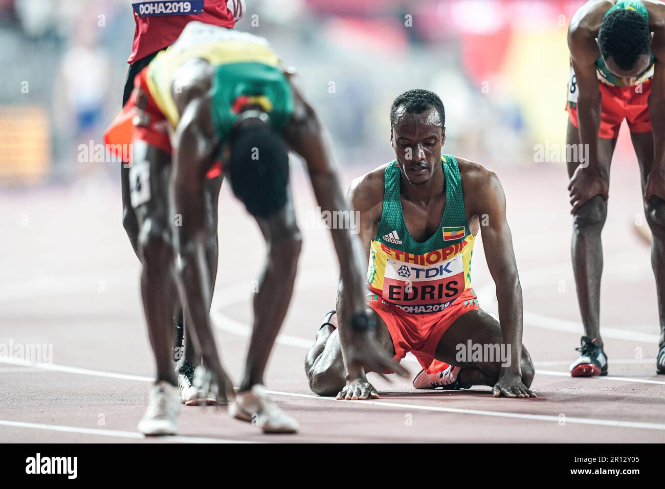 Muktar Edris participating in the 5000 meters at the 2019 World ...
