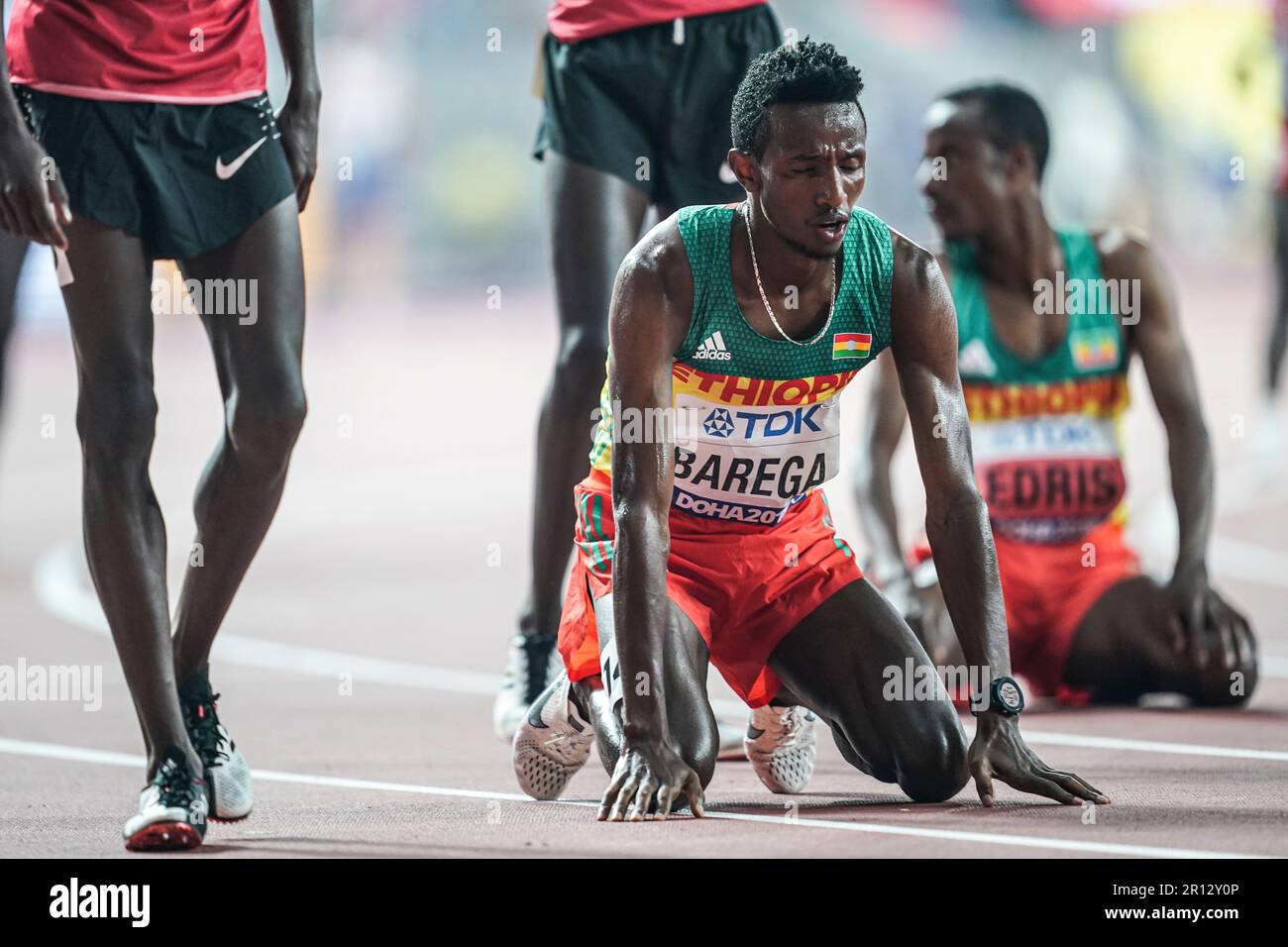 Selemon Barega participating in the 5000 meters at the 2019 World ...