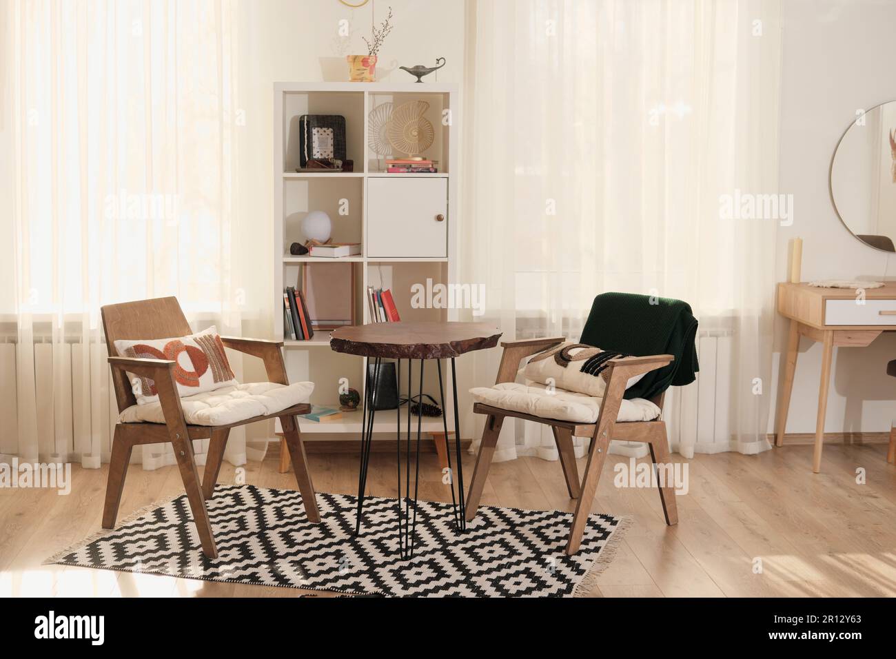 part of contemporary living room interior. modern light and airy ...