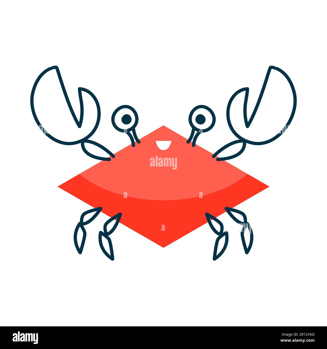 Red crab cartoon animal with rhombus simple math shape. Crayfish with ...
