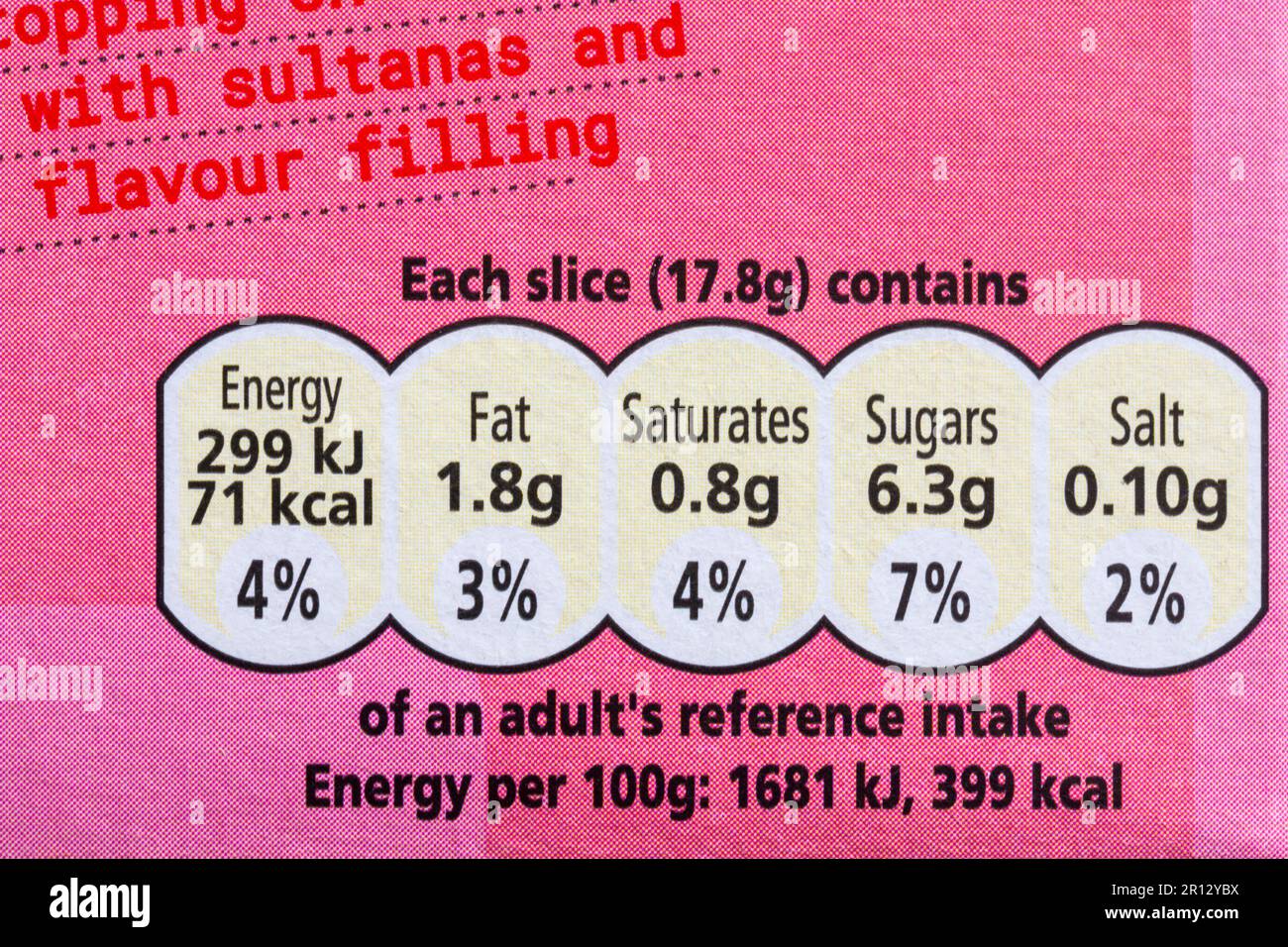nutritional information reference intake labelling information on box ...
