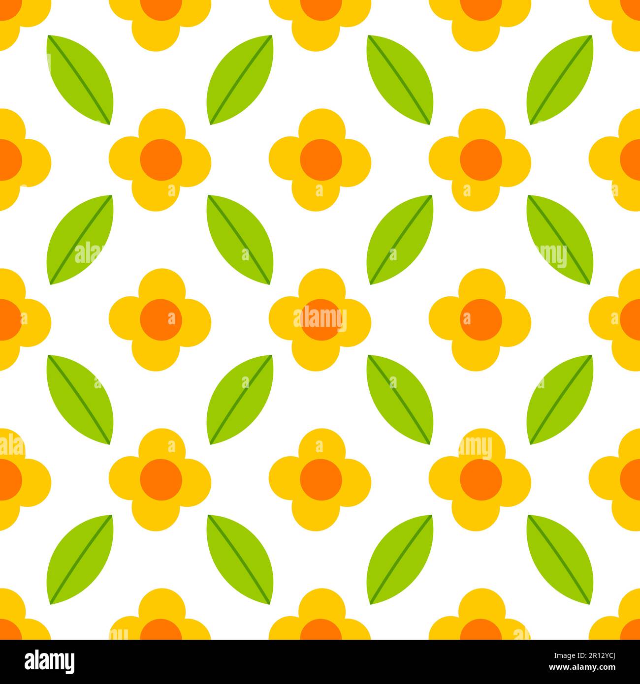 Cute yellow flower pattern. Vector illustration Stock Vector Image ...