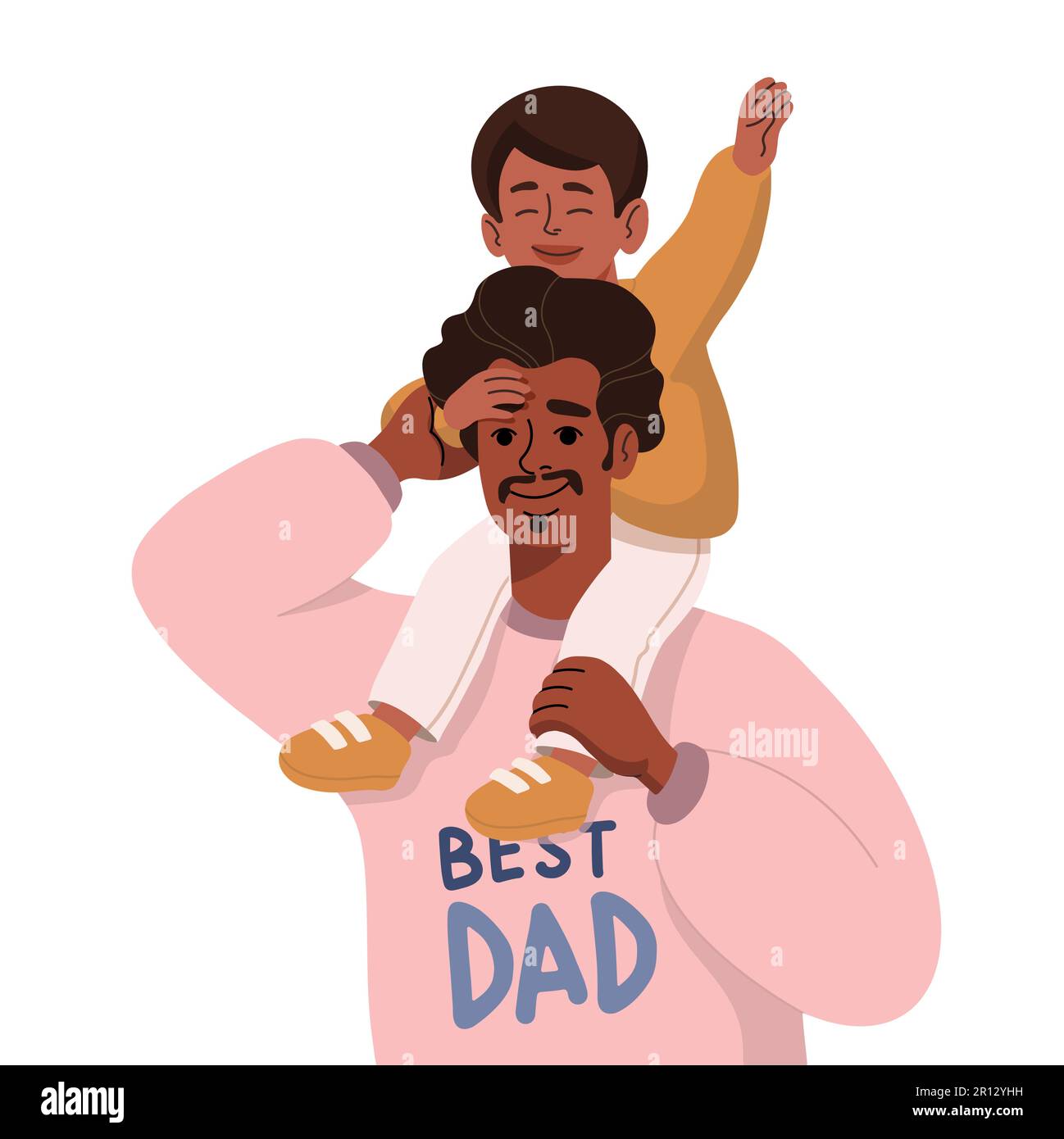 Black family father s day concept in cartoon style for print and design ...