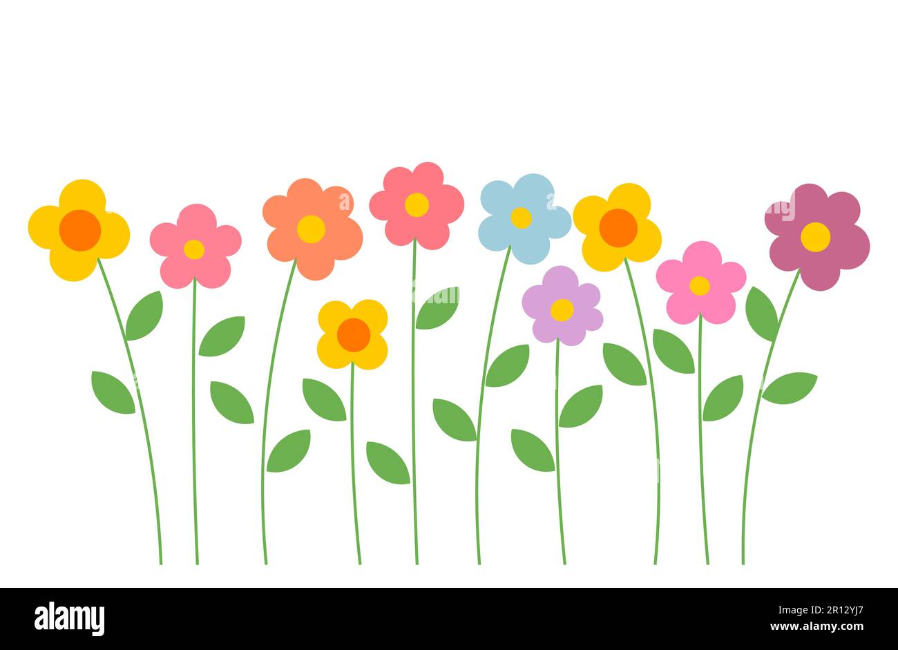 Cute summer flowers on white background. Vector illustration Stock ...