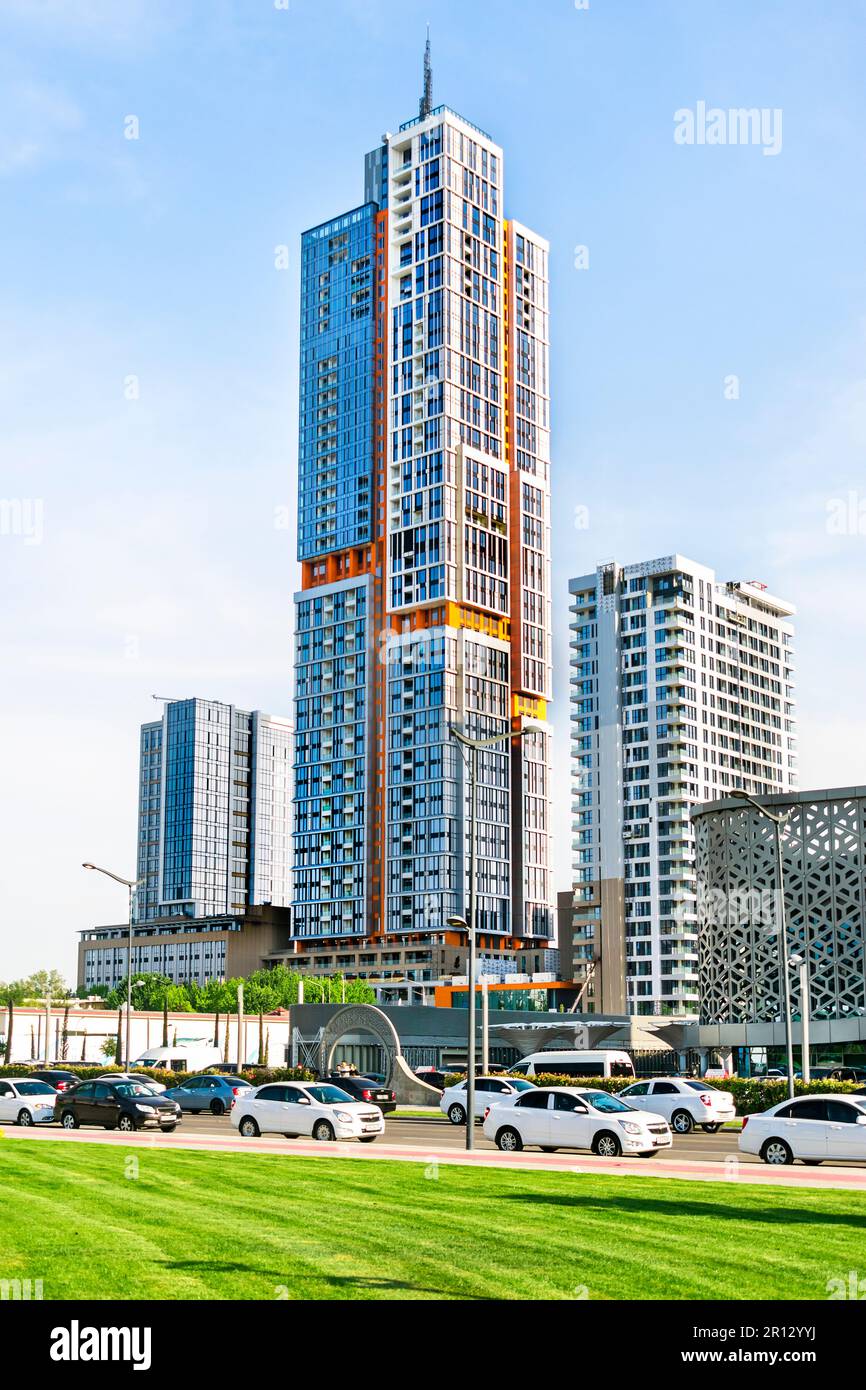 May 2023, Uzbekistan, Tashkent. Tashkent city district, place near building of hotel Hilton ...