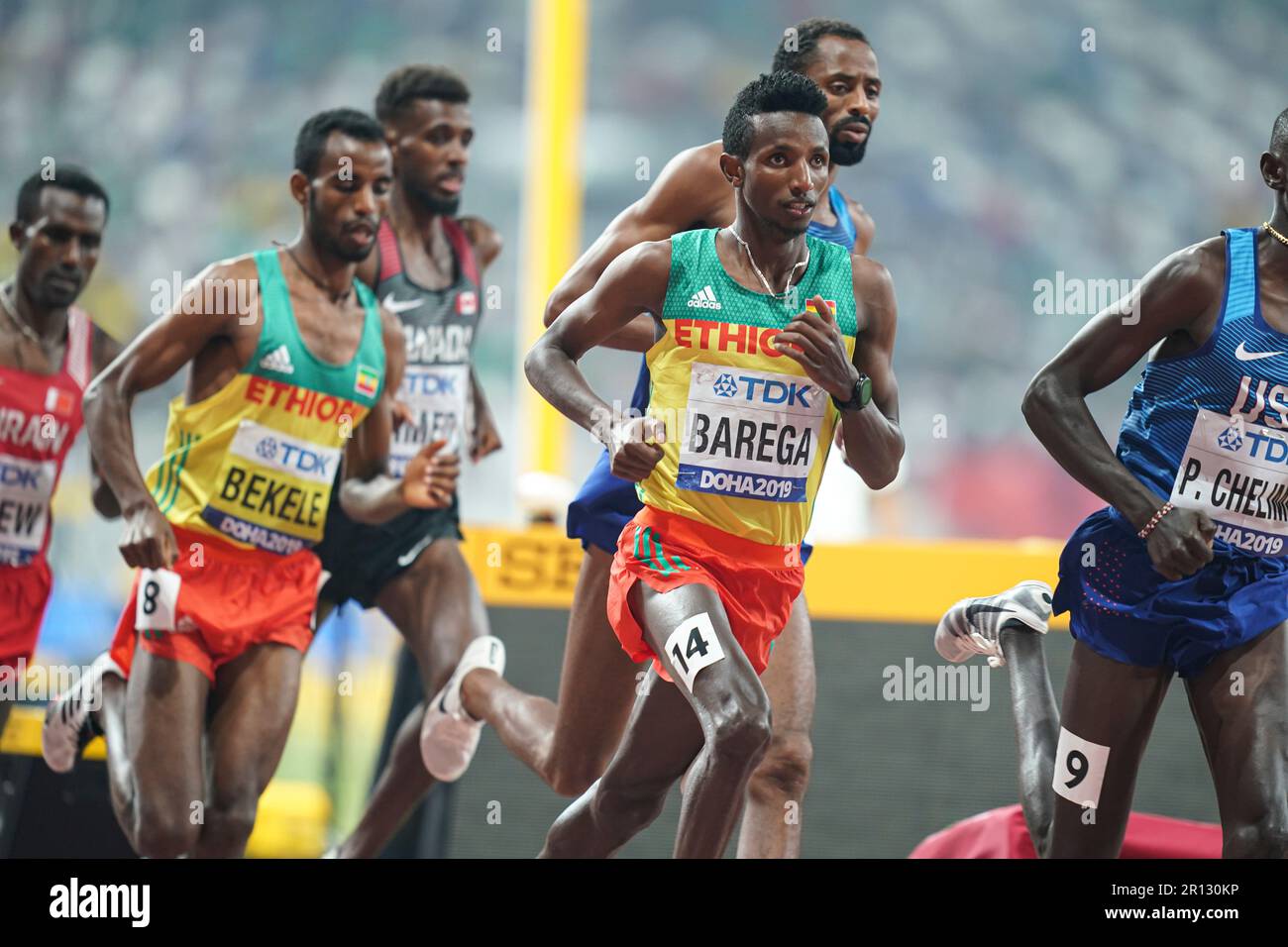 Selemon Barega participating in the 5000 meters at the 2019 World ...