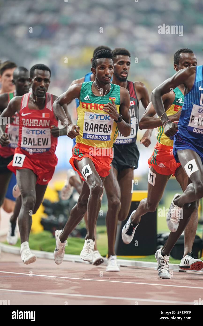 Selemon Barega participating in the 5000 meters at the 2019 World ...