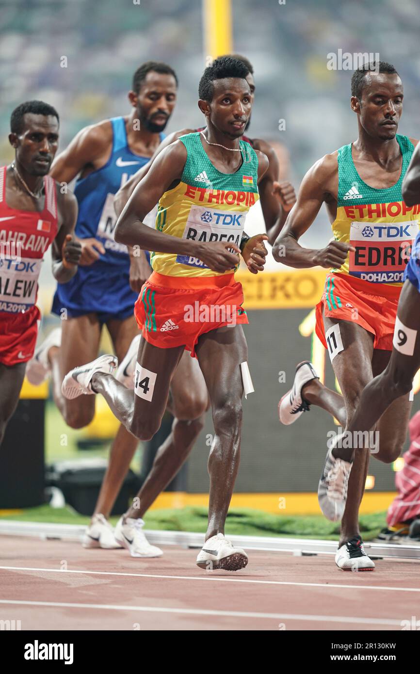 Selemon Barega participating in the 5000 meters at the 2019 World ...