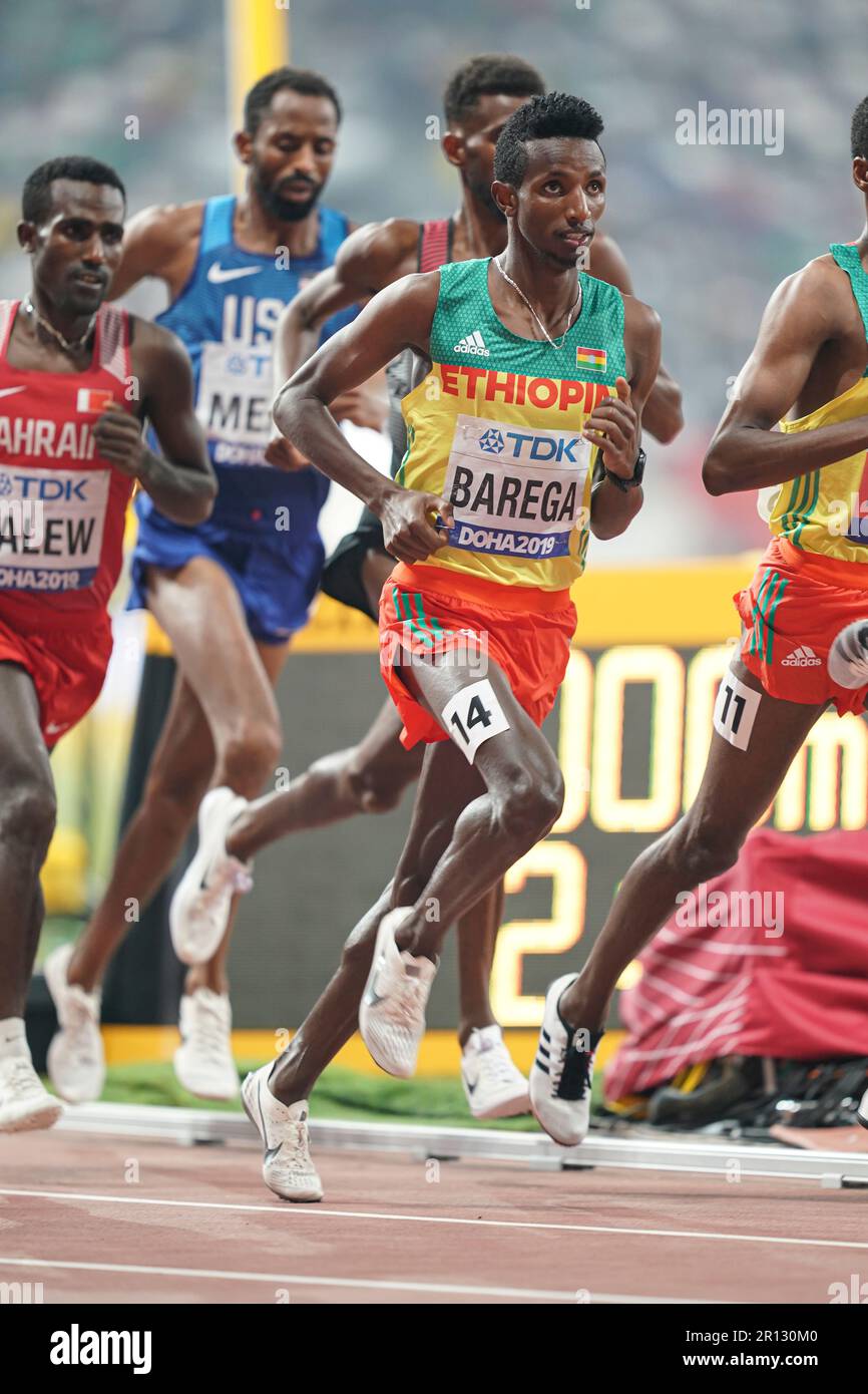 Selemon Barega participating in the 5000 meters at the 2019 World ...