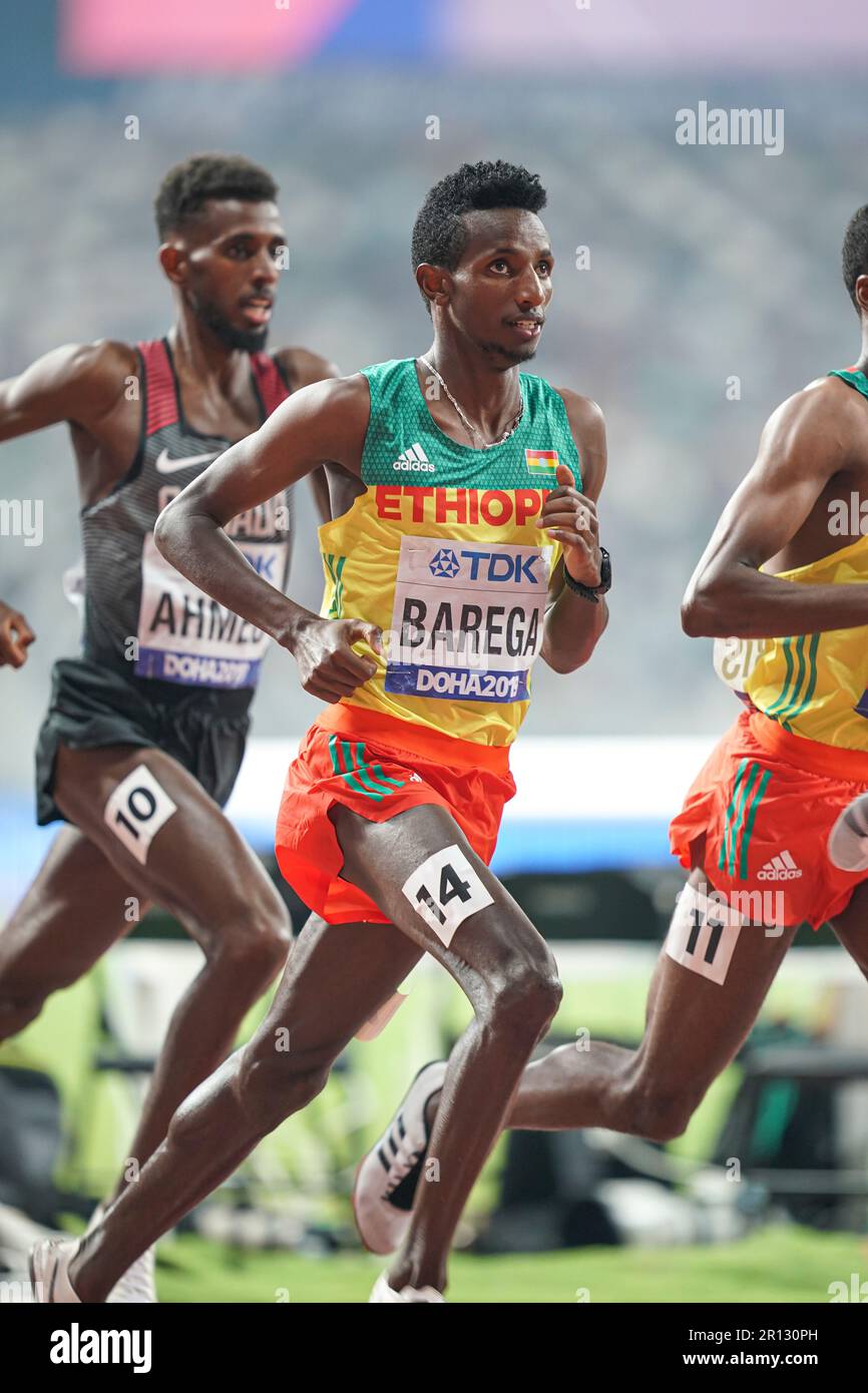 Selemon Barega participating in the 5000 meters at the 2019 World ...