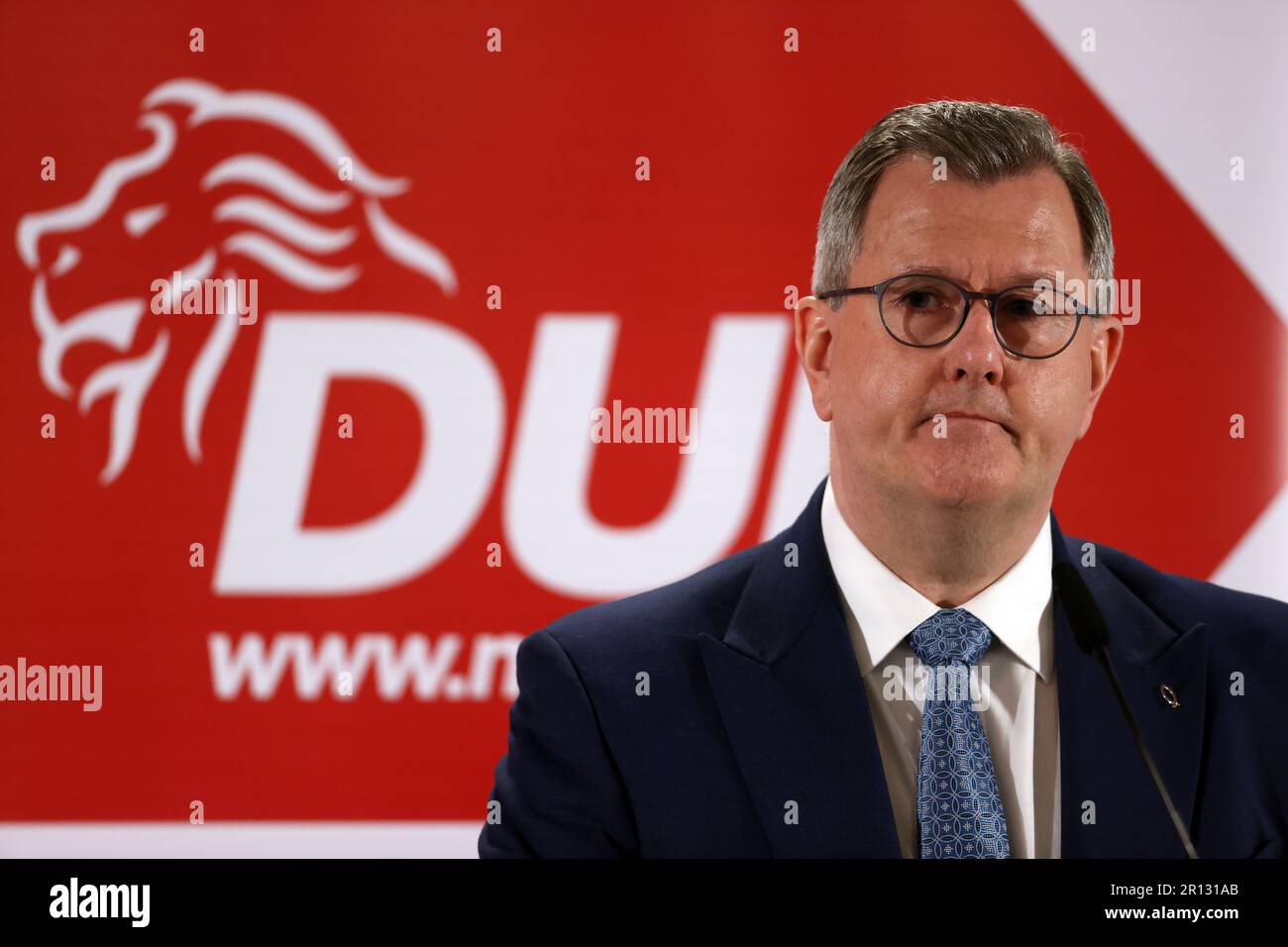 Leader of the DUP Sir Jeffrey Donaldson at the launch of their Local ...