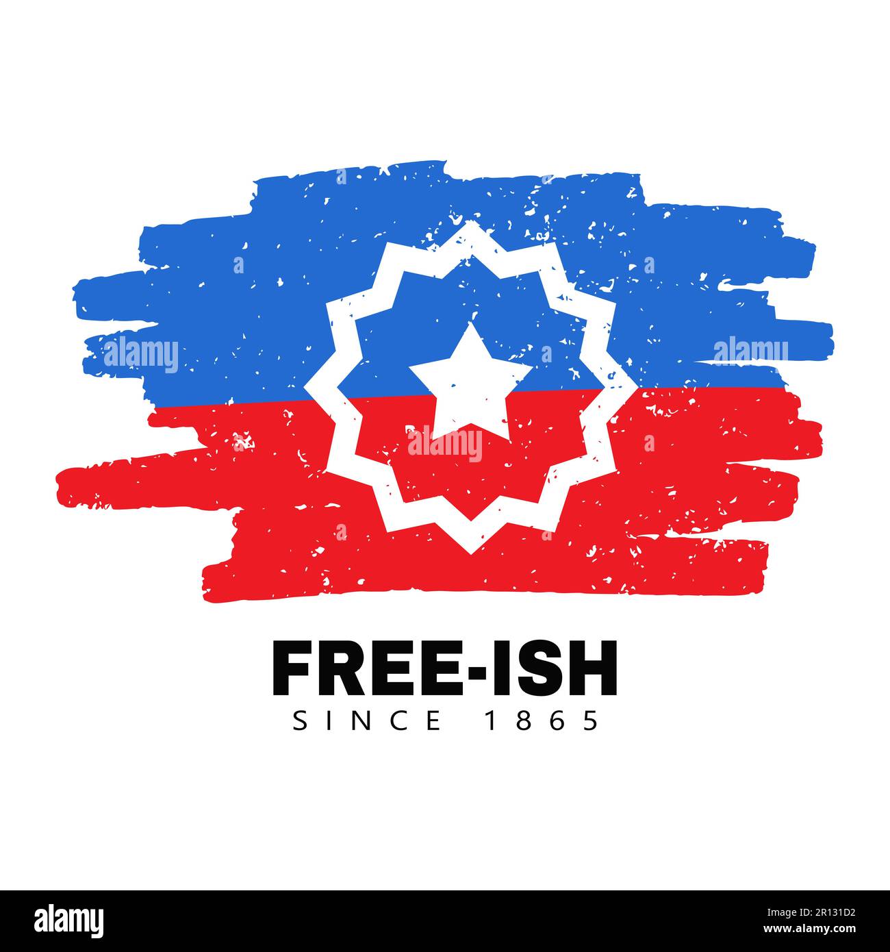 Juneteenth greeting card. Textured Red and Blue Flag of Juneteenth ...