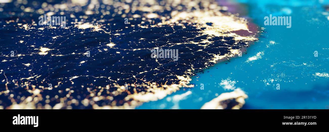 Night lights earth flat map hi-res stock photography and images - Alamy