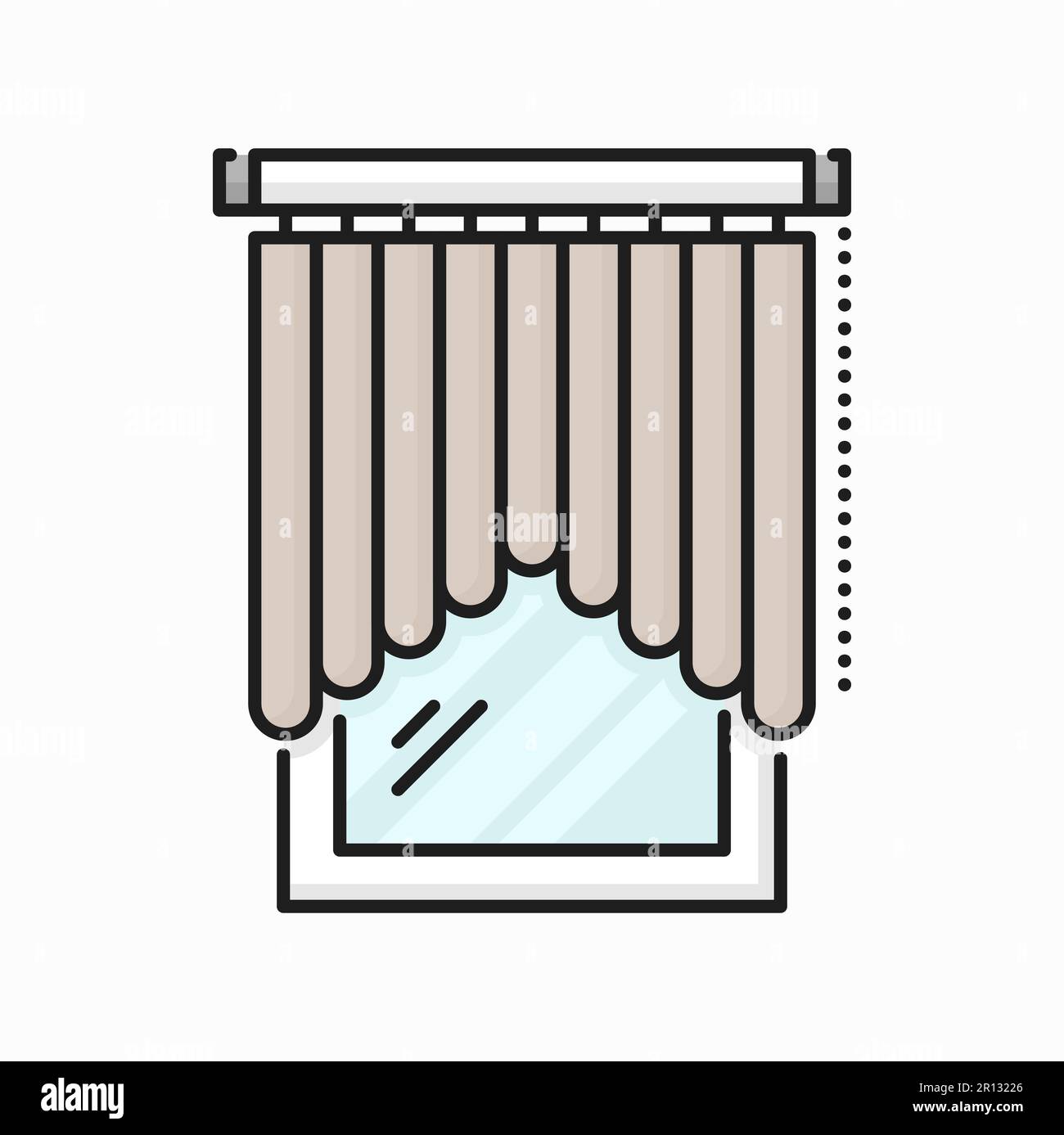 Window venetian blind, curtain shade line icon. Vector office window ...