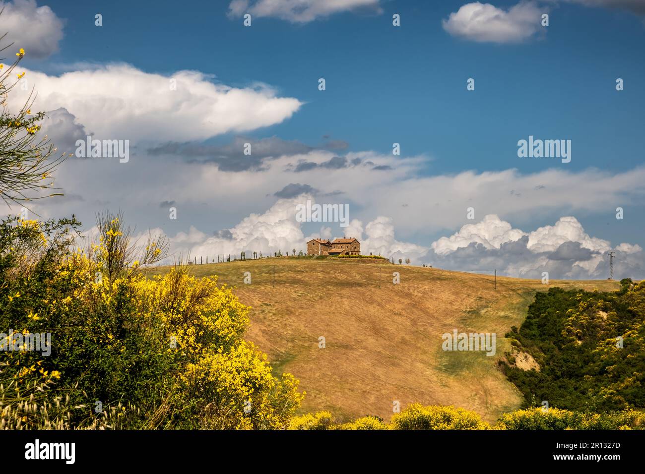 Tuscany landscape in the spring season with the farmhouse - Tuscany ...