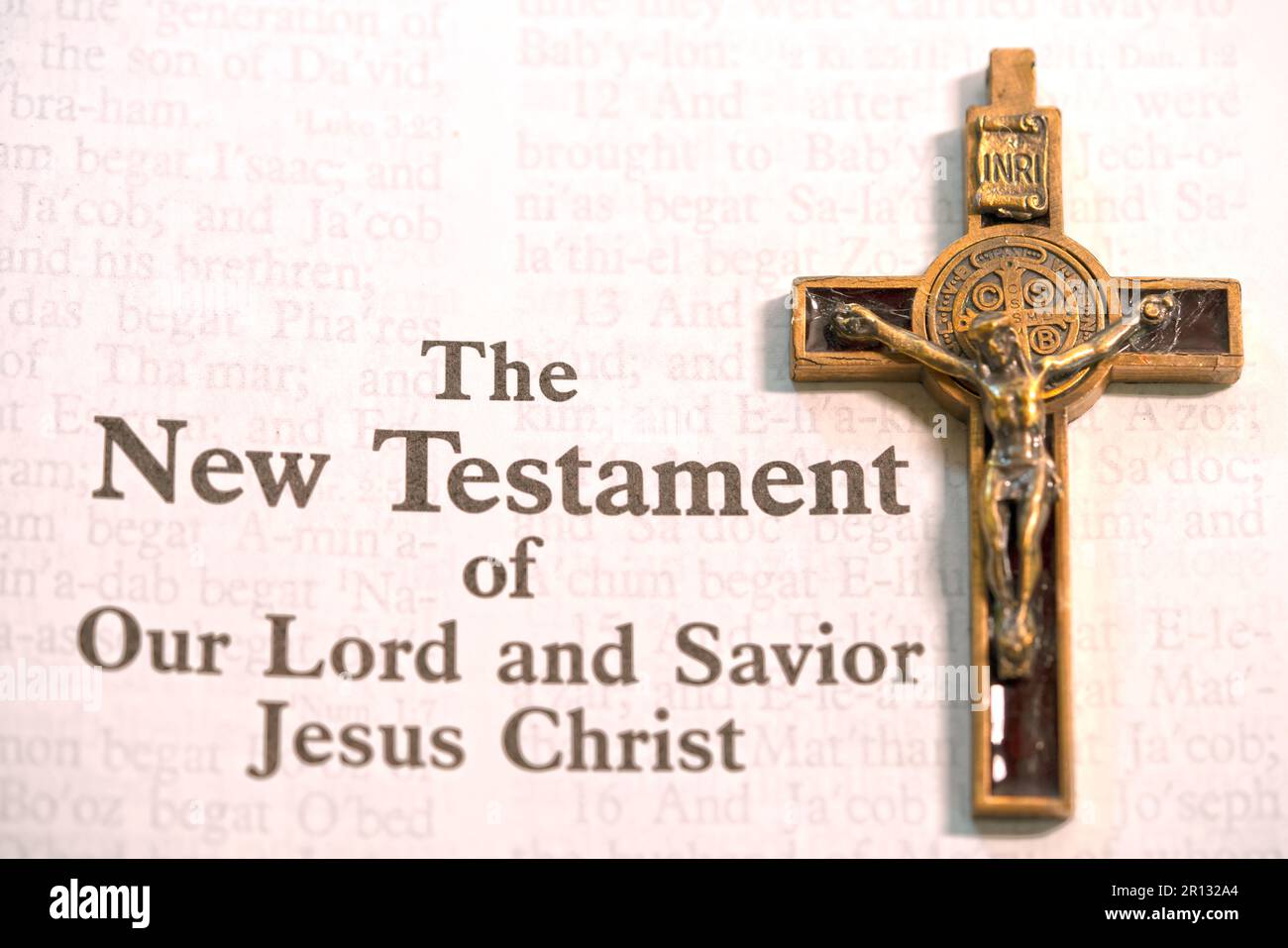 Selective focus of New testament of Holy bible index for backgroud and ...