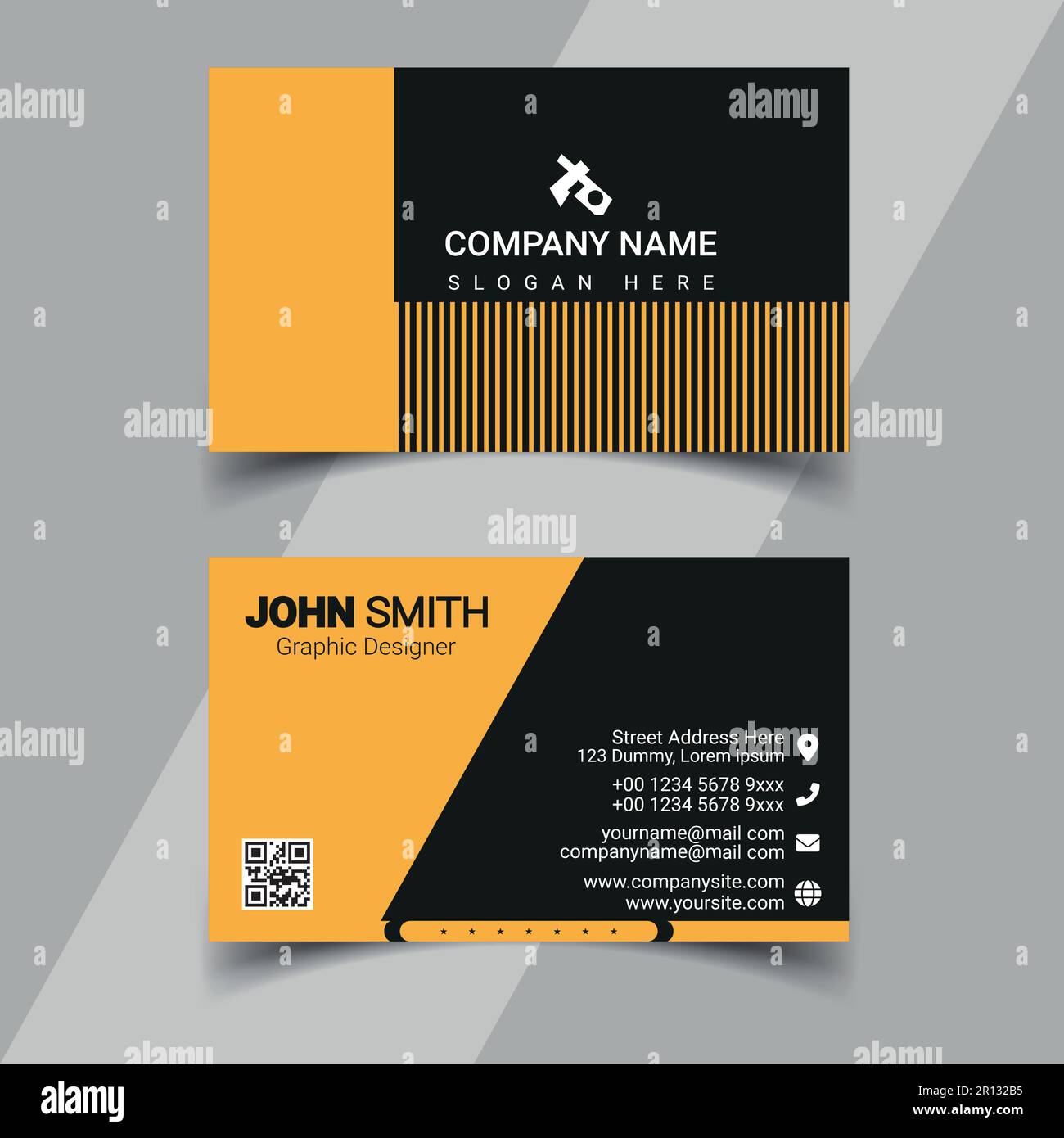 Professional business card design template for company or business. Two ...