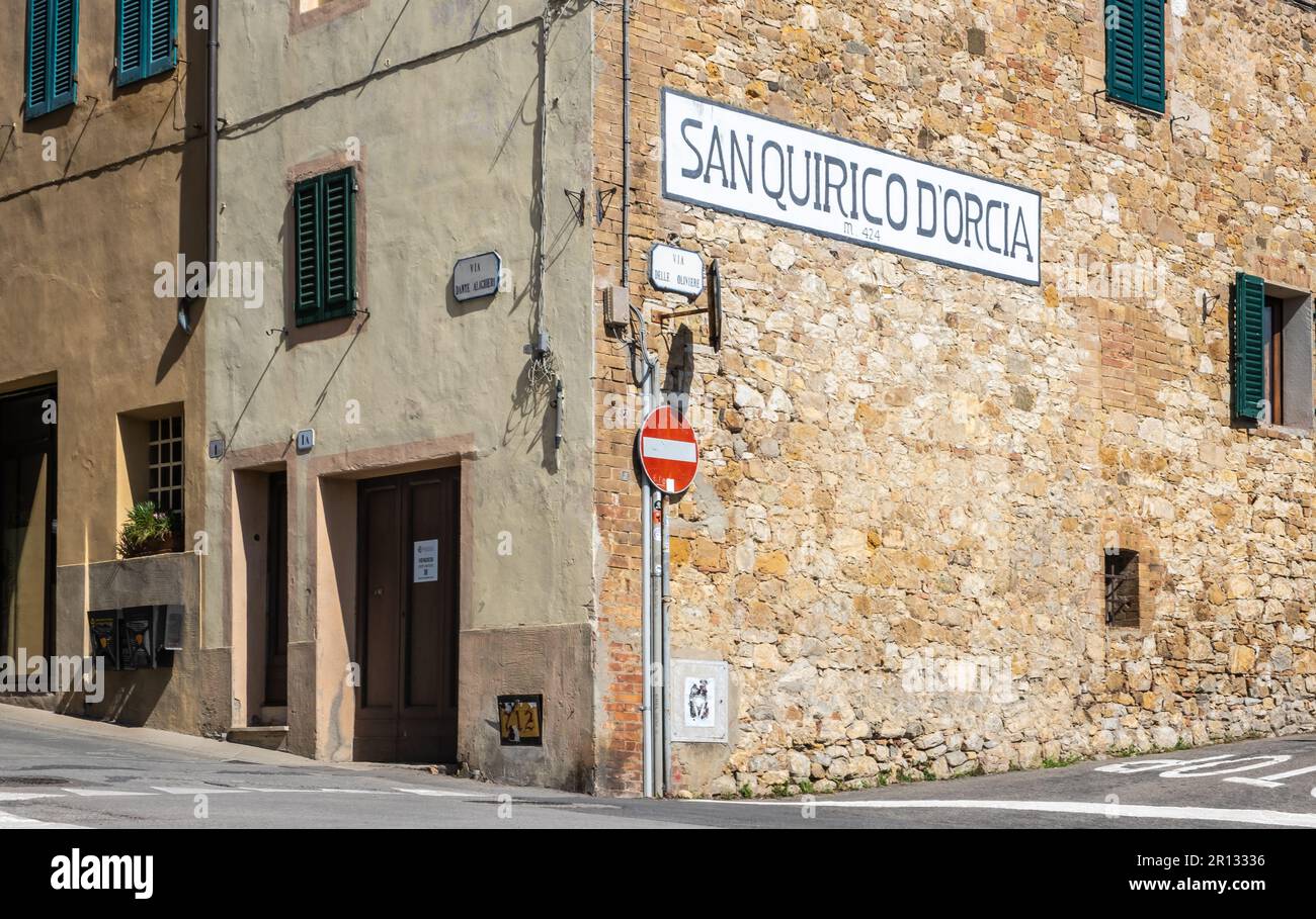 the historic center of San Quirico d'Orcia, Siena province, Tuscany ...