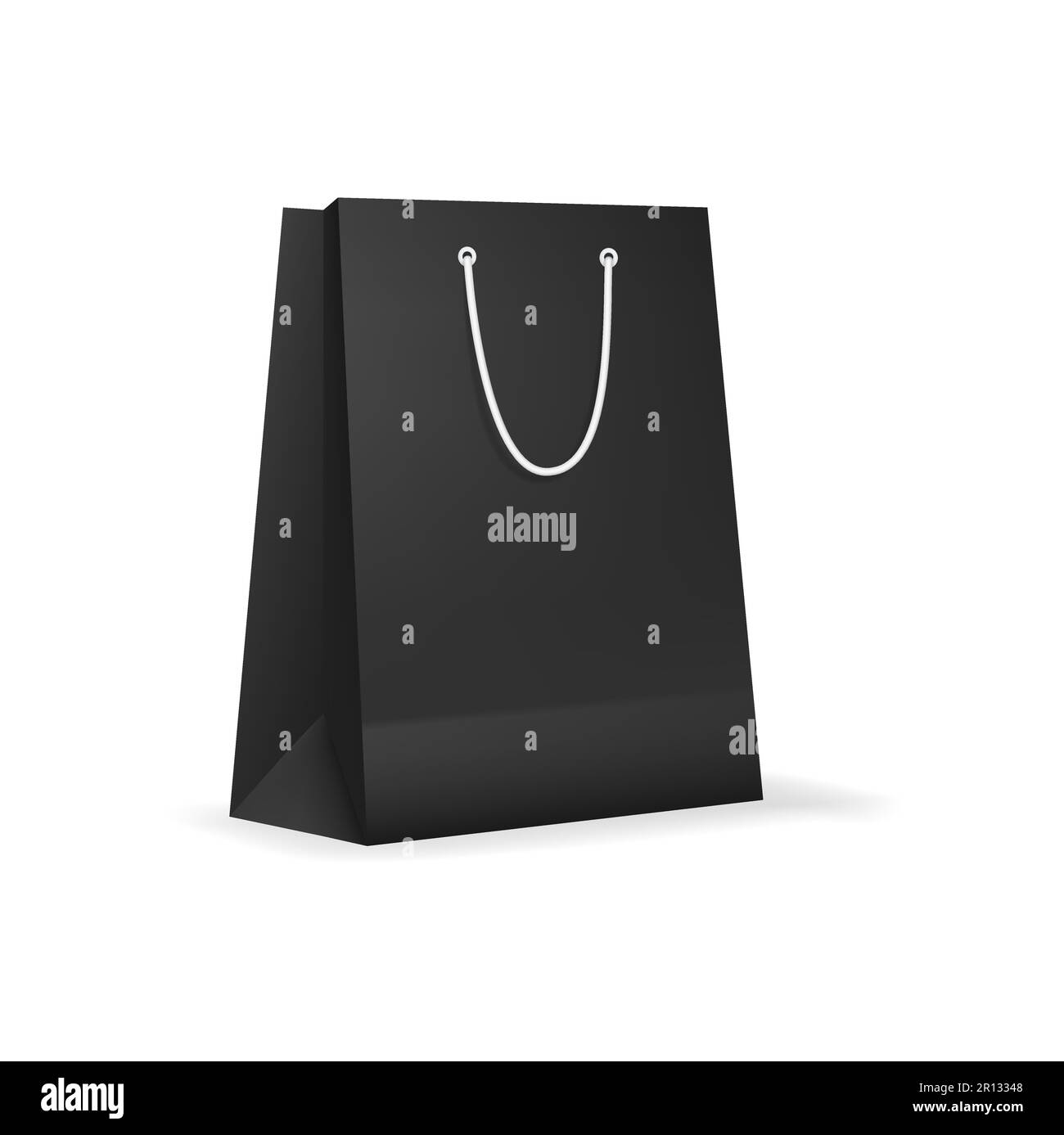Black paper shopping bag with rope handle mockup. Retail shopping ...