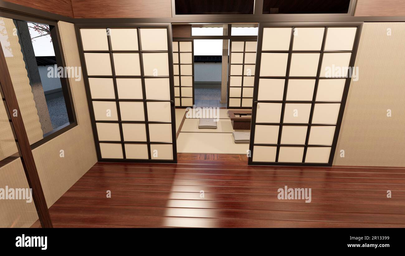 3D rendering of a samurai house interior Stock Photo - Alamy