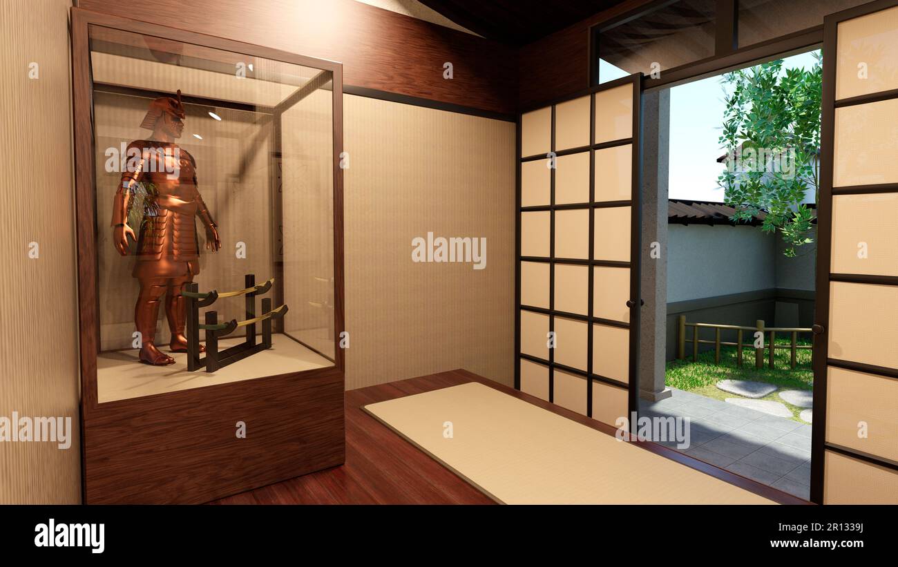 3D rendering of a samurai house interior Stock Photo - Alamy