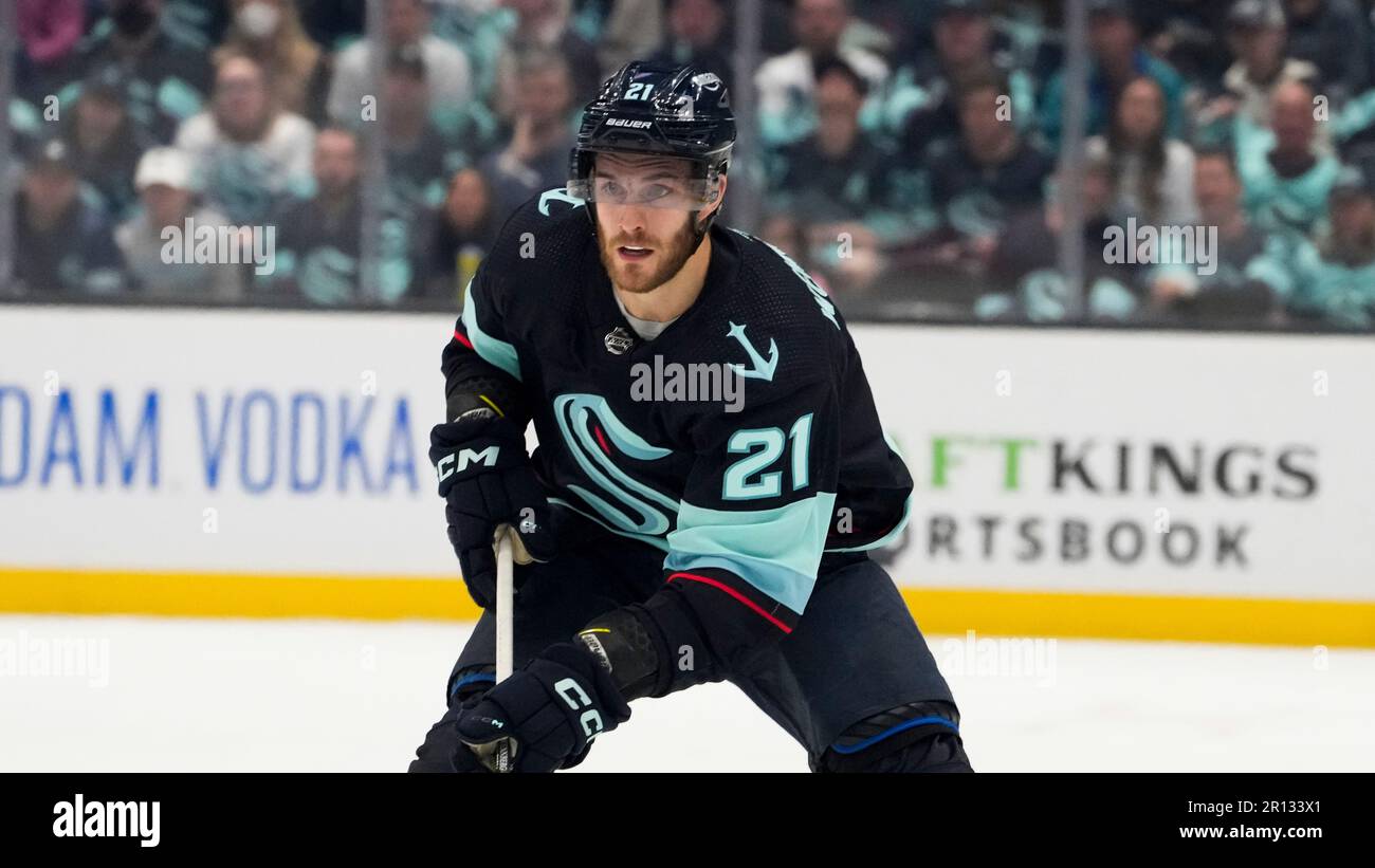 Seattle Kraken center Alex Wennberg (21) in action against the Dallas ...