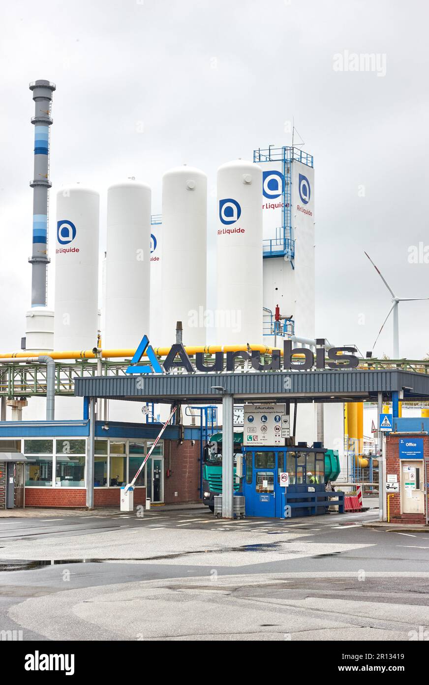 Hamburg, Germany. 11th May, 2023. View of the entrance gate to Aurubis ...