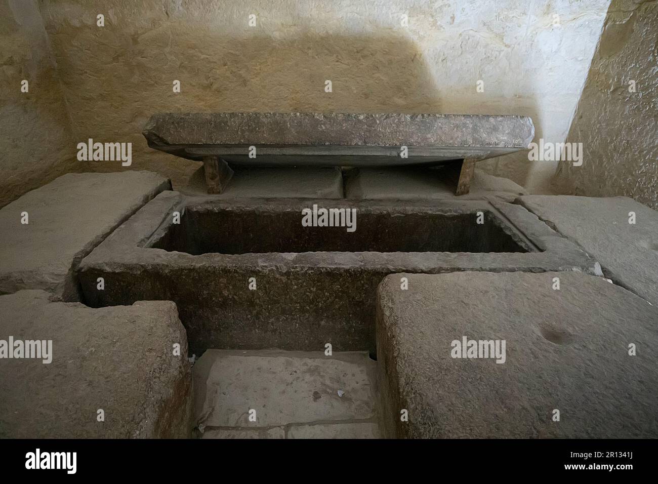 View of the ancient crypt inside the second Great Pyramid of Giza ...