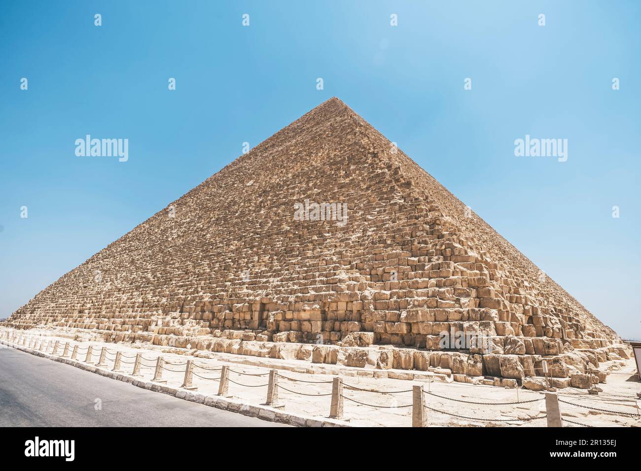 The great pyramid of Cheops in Cairo, Egypt. Pyramids of Khafra against ...