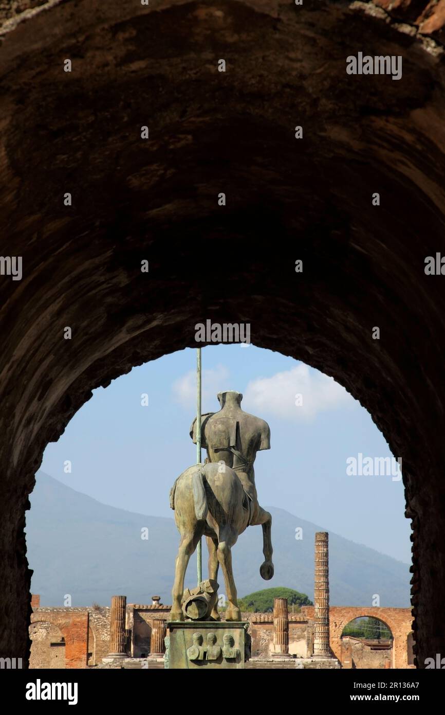 The Centaur Statue (Igor Mitoraj, 1994) with Mount Vesuvius behind ...