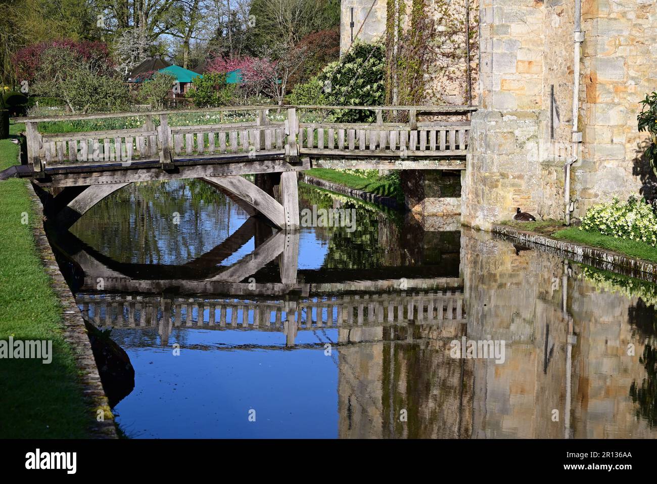 Drawbridge over the moat at Hever Castle, the childhood home of Anne ...