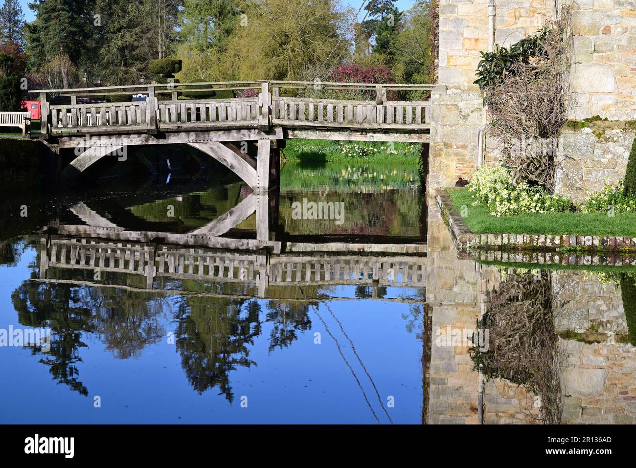 The drawbridge over the moat at Hever Castle, the childhood home of ...