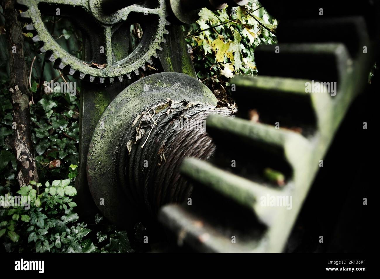 Cogs on old winch Stock Photo - Alamy
