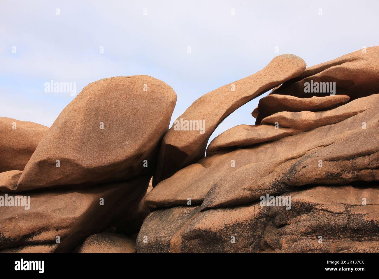 Beautiful shaped granite formations in Granit Rose, France Stock Photo ...