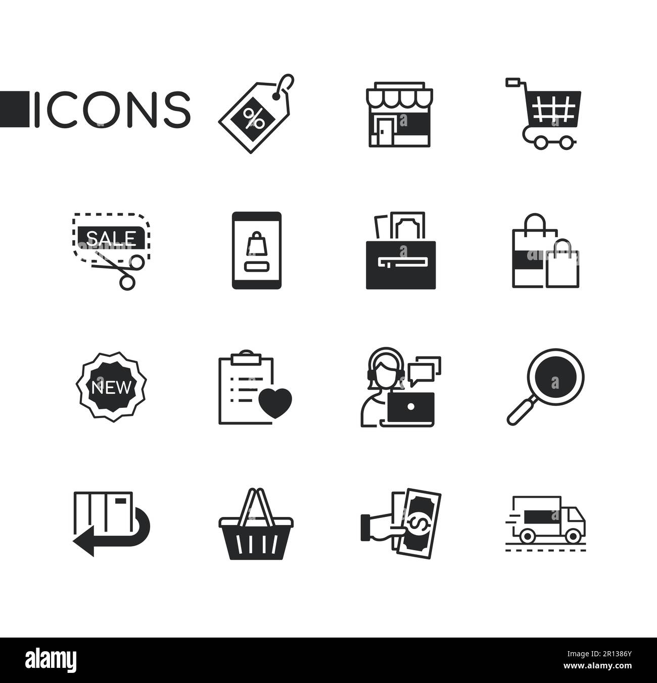Shopping and discounts - set of line design style icons Stock Vector ...