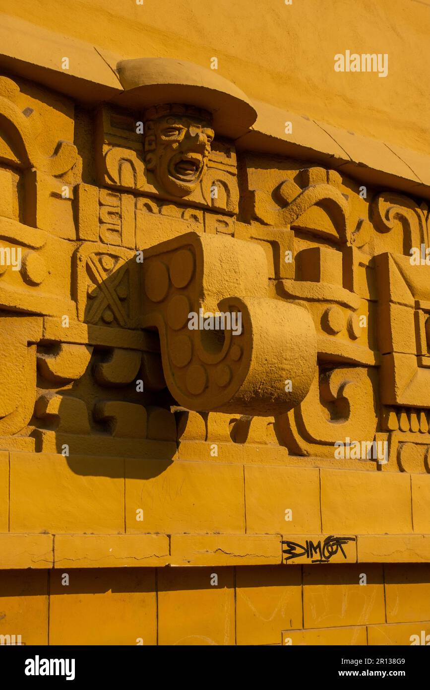Mayan sculpture on a wall in Merida Yucatan Mexico Stock Photo - Alamy